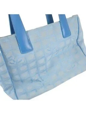 CHANEL | Bags | Chanel New Travel Line Tote Pm Nylon Leather Blue ...
